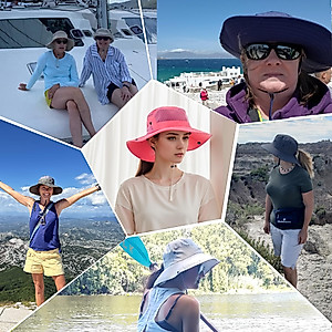 Mukeyo Womens Ponytail Sun Hat Wide Brim Mesh Bucket Hat UV UPF50 Protection Hat Foldable Summer Travel Beach Fishing Hats Navy Blue