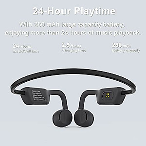 RR SPORTS Open-Ear Air Conduction Headphones, Wireless Earphones Bluetooth 5.2 with 24 Hours Playtime, Sweat Resistant Sport Headset with Built-in Mic for Running, Cycling, Driving (Black-No TF Card)