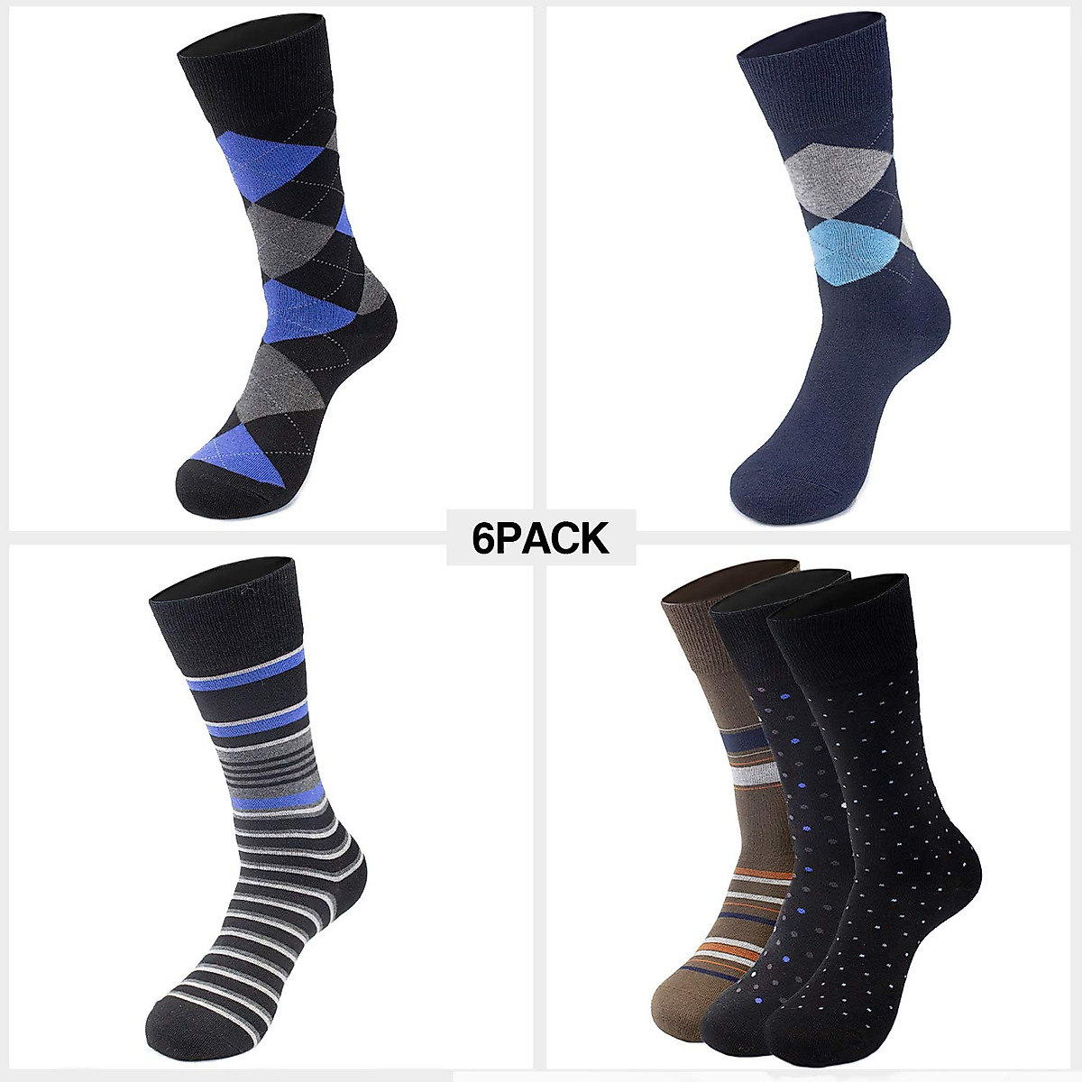 7DayOtter Modal Odor Resistant Dress Socks for Men Cotton Business Crew Socks Patterned Dress Socks Funny