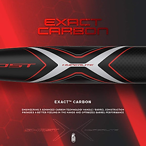 Easton Ghost X Hyperlite -12 (2 3/4") USSSA Senior League Baseball Bat | 2019 | 1 Piece Composite | EXACT Carbon | Speed End Cap | Lizard Skin Grip