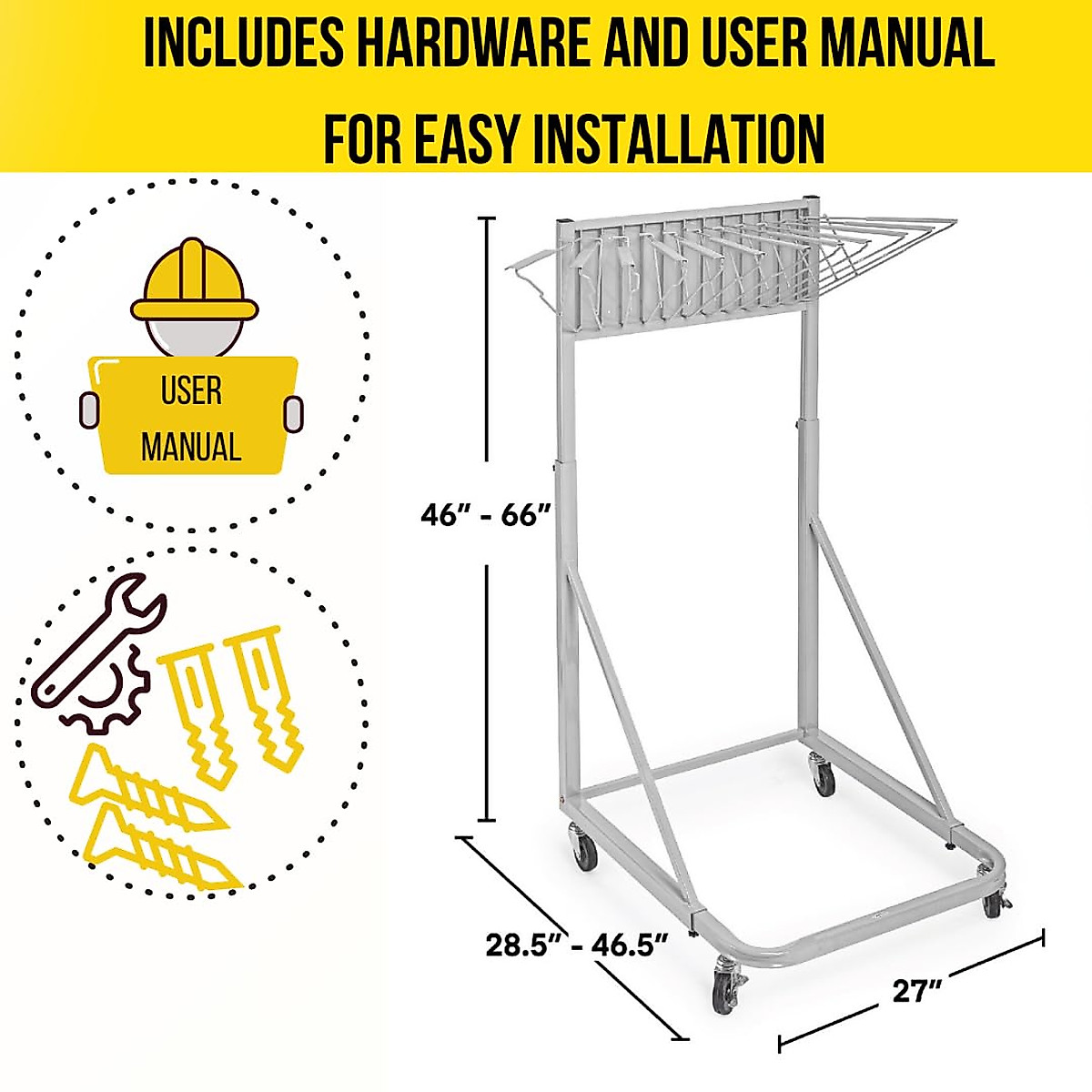 Adir Mobile Blueprint Holder - Blueprint Hanging Rack, Poster Display, Map Organizer Rack, Hanging File Organizer Stand for Office, Home, Jobsites