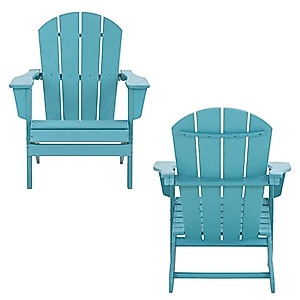 WILLIAMSPACE Adirondack Chairs Set of 4, Lifetime Outdoor Adirondack Chair Oversized Fire Pit Chair, Weather Resistant HDPE Patio Chair Easy Installation for Garden, Poolside, Backyard, Beach (Blue)