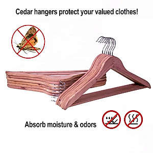ELONG HOME American Red Cedar Hangers 20 Pack, Wooden Suit Hangers with 360° Swivel Hook, Smooth Surface Slim Cedar Wood Coat Hangers, Great for Refresh Closet