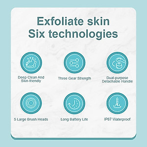 JTSea Electric Body Brush Facial Cleansing Brush Rechargeable Back Washer for Shower Long Handle Exfoliating Rotating Scrubber for Shower Bathing Cleaner Wash Deep Cleaning, Perfect for Women & Men