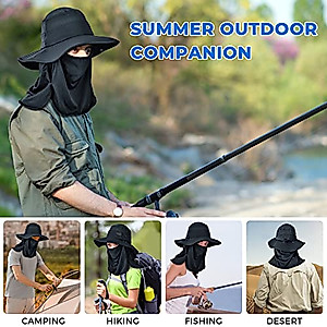 Sukeen Cooling Bucket Hat with Detachable Neck Flap and Face Mask, Sun Hat with UPF 50+,for Fishing Hiking Garden Desert