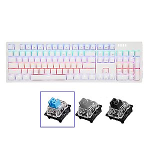 ABKO K515 RGB Gaming Quick Swap Switch Mechanical Keyboard (English/Korean Keycaps) (White, Blue Switch)