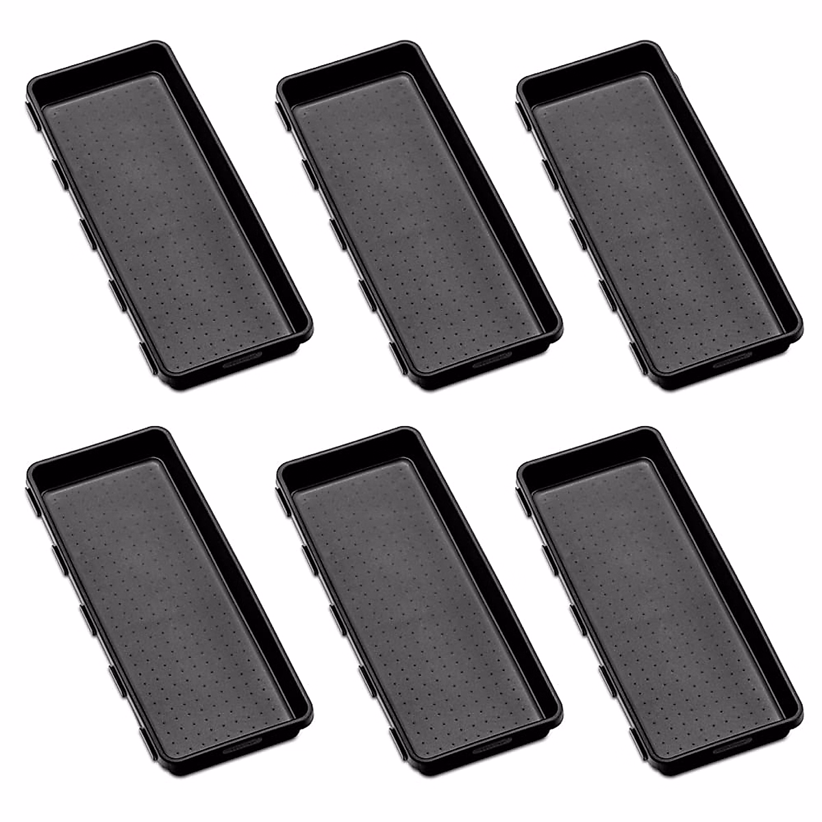 madesmart Antimicrobial 12 x 6 Interlocking Pop In, Customizable Multi-Purpose Drawer Organizer, All-In-One Home Organization, EPA Certified, Carbon, Pack of 6