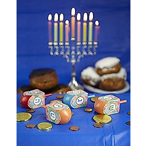 Hanukkah Dreidels - Multi Colored Pattern Print Wooden Dreidel - 10 Pack Medium
