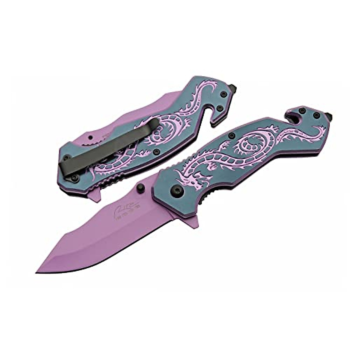 SZCO Supplies 7.75" Purple Flying Dragon Assisted Open Rescue Utility Folding Knife
