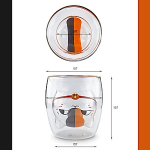 Cute Cat Creations, Lucky Cat TeaCup, Crazy Cat Lady Lovers Double Wall Borosilicate Glass 220ml Neko Tea Cup, Kawaii Kitty Kat Ears Teacup/Teapot, Adorable Lucky Cat Mom Novelty Gift.