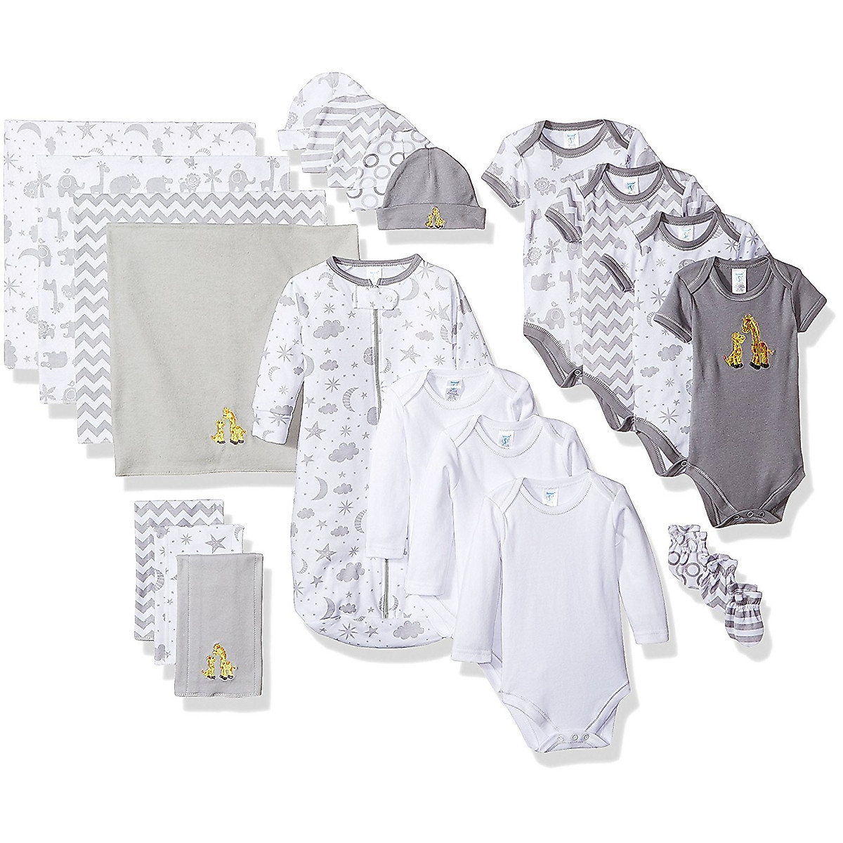 Spasilk Baby Essential 23 Piece Layette Set for Newborns and Infants, 0-6 Months, Grey Celestial