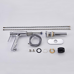 LAZ HOME Bathroom Faucet with Pull Out Sprayer Chrome Copper Single Handle Kitchen Basin Mixer Tap with Three Modes Sprayer Rotating Spout Hot and Cold Water Modern Vanity Basin Faucets with Sprayer