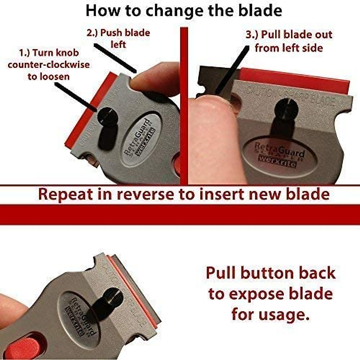 Werxrite Metal Blade Razor Scraper + 25 Replacement Carbon Steel Scraper Blades