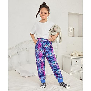 Little Girls Mermaid Pajamas Pj Pants Plush Fleece Warm Winter Sleepwear,4t 5t