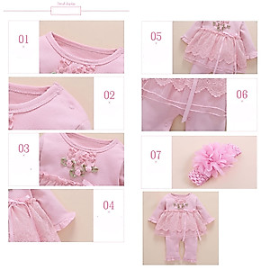 foohinck Baby Girl Clothes 0 to 3 Months Newborn Rompers Clothes Bow Lace Princess Baby Jumpsuit 0-3 Months Infant