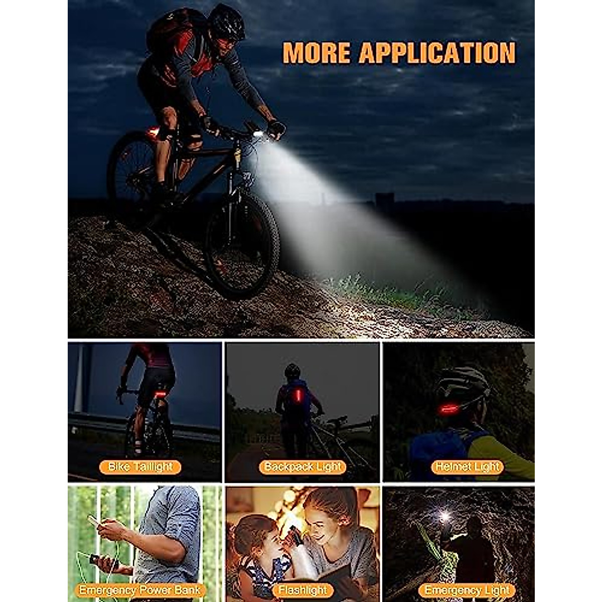 Cuvccn 1200 Lumen Bike Lights 360° Rotation, Bike Headlight Taillight Rechargeable, Bicycle Light Front & Back Aluminum Power Bank Function, IPX5 Waterproof Bike Light for Night Riding 5+5 Light Modes