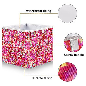 Kigai Abstract Red Confetti Cube Storage Bin 11x11x11 In, Large Organizer Collapsible Storage Basket for Shelves, Closet, Storage Room