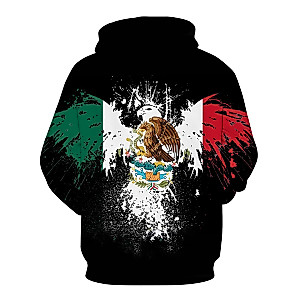 Hisayhe Men Women Long Sleeve Hoodie Sweatshirt Mexico Flag 3D Print Casual Hooded Pullover,Colour2,M