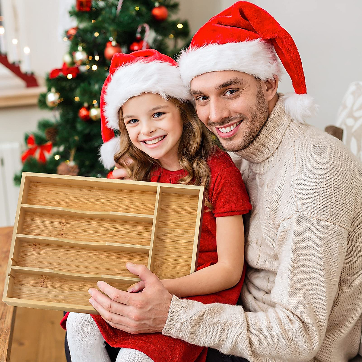 G.a HOMEFAVOR Bamboo Silverware Tray for Drawer-10 Inch Spoon Organizer For Kitchen Drawers - Kitchen Drawer Organizer for Silverware, Utensil, Flatware and Home Essentials, 10"x14"x2"