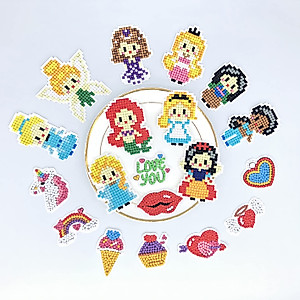 Anylife 19 Pieces Diamond Painting Stickers for Kids Princess, Unicorn Diamond Art Sticker Kits for Girls,Adults