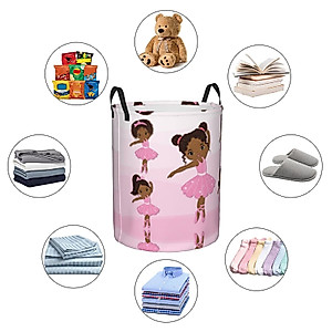Gbuzozie Cute African American Black Girl Round Laundry Hamper Storage Basket Toys Clothes Organizer Bin For Home Bathroom Bedroom Dorm Nursery, 38l