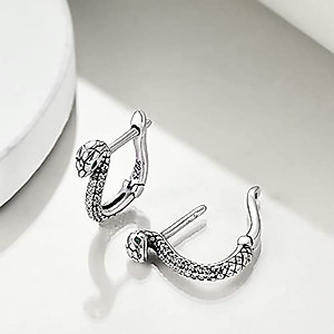 Snake Earrings Sterling Silver Huggie Hoop Earrings Dainty Green Snake Earrings Christmas Jewelry Gifts for Women