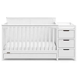 Home Square 2-Piece Set with 4-in-1 Crib Changer & Crib Mattress in White