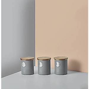 Typhoon Living Airtight Coffee Storage Canister with Bamboo Lid, Grey, 1 Litre