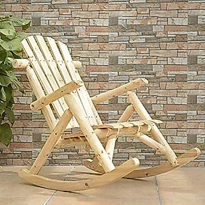 Casart Log Rocking Chair Wood Porch Rocker Lounge Patio Deck Balcony Furniture Rustic Single Rocker Natural