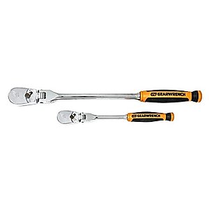 GEARWRENCH 2 Pc 1/4", 3/8" Drive 90 Tooth Cushion Grip Flex Head Ratchet Set - 81204T
