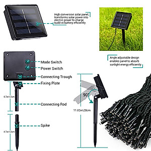 Joomer Solar Christmas Lights 72ft 200 LED 8 Modes Solar String Lights Waterproof Solar Fairy Lights for Christmas Decorations (Warm White)