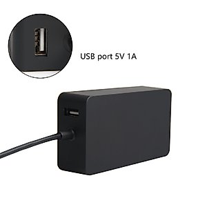 TREE.NB 48W 12V 3.6A Power Adapter Charger, Replacement for Microsoft Surface Pro 2 Surface Pro 1 & Surface RT Tablet, Windows 8 Tablet 1536 with 5V/1A USB Port