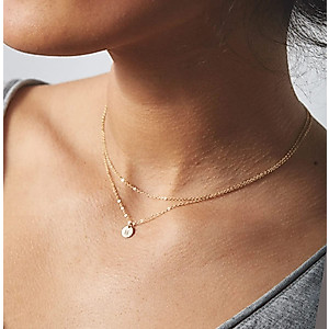 Aghfacy Dainty Thin Chain Choker Necklace 14K Plated Gold Minimalist Short Chain Necklaces for Women Jewelry Gift(1.3mm)