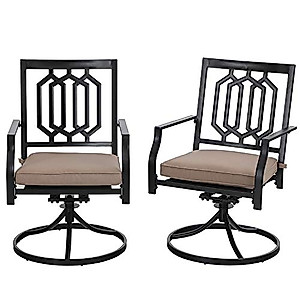 MFSTUDIO 5pcs Outdoor Patio Dining Bistro Set with 4 Swivel Chairs and 37" Square Umbrella Table Backyard Garden Furniture Sets
