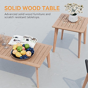 ASJMR 5-Piece Patio Furniture Set, Solid Wood Woven Rope Set Balcony Modern Outdoor Living Room All-Weather Set, Suitable for Backyard, Swimming Pool, Deck, Garden