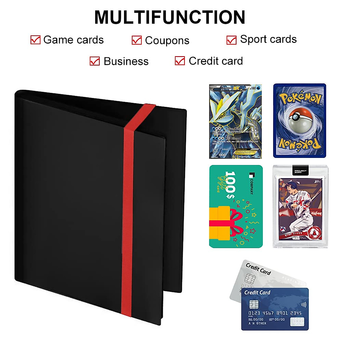 540 Pockets Card Binder Holder, FOME 9-Pocket Trading Card Binder 30 Sheets Fits for 540 Cards Collector Album Holder with BandClosure Carrying Case Binder for Yugioh MTG and Other TCG