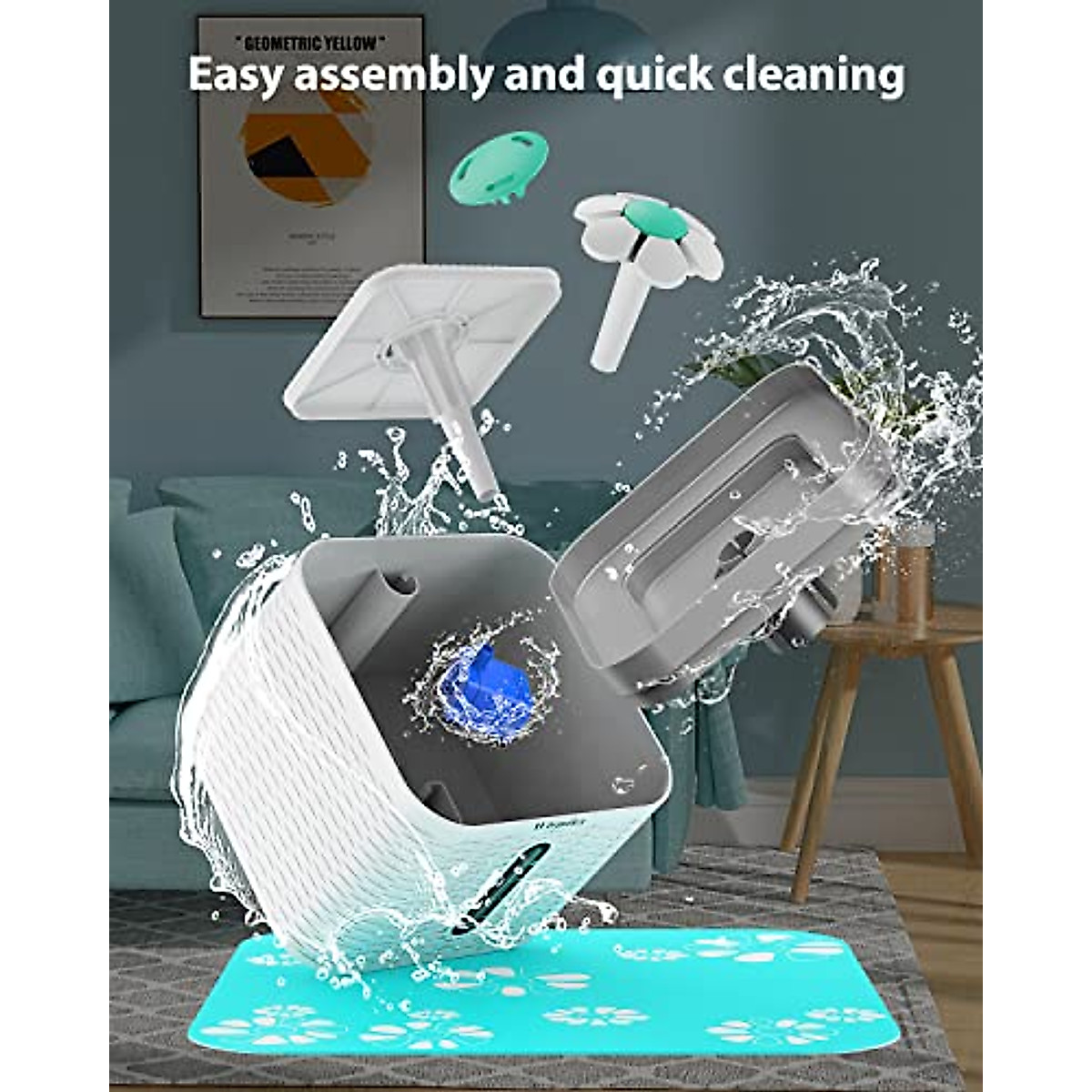 Wismika Upgraded Pet Fountain, 84oz/2.5L Automatic Cat Dog Water Fountain, Quiet Electric Dispenser Bowl with Intelligent Pump and LED Indicator and 3 Replacement Filters for Cats, Dogs