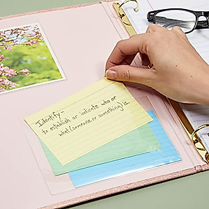 100 Pack Top Load 4x6 Photo Sleeves with Adhesive, Index Card Holder for Office Supplies, Clear Label Pockets for Small Business