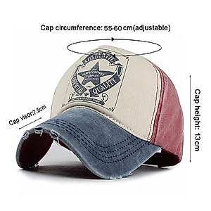 YULOONG Vintage Baseball Cap Washed Denim Trucker hat Fashion Pentagram Star Pattern Outdoor Sun Hat 100% Cotton Unisex D