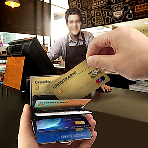 Alinbehbs Credit Card Holder RFID Card Holder Metal Wallet Stainless Steel Credit Card Wallet Business Card Holder for Woman Men (Gold)