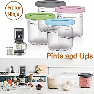 Ice Cream Pints Cup, Ice Cream Containers with Lids Replacements for Ninja Creami Pints, Ninja Creami Containers for Safe & Leak Proof, For NC300S NC299AMZ Series Ice Cream Maker (2Pcs-B)