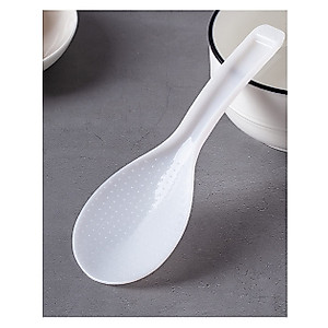 AKOAK 2 Pcs Rice Spoon White Transparent Plastic Rice Spoon Thick Meal Spoon Non-Stick Pan Efficient Flexible Household Kitchen Necessities