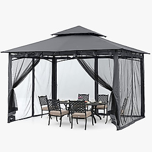 ABCCANOPY Gazebos for Patios 10x12 - Outdoor Steel Frame Gazebo with Mosquito Netting for Lawn Backyard Garden Deck (Dark Gray)
