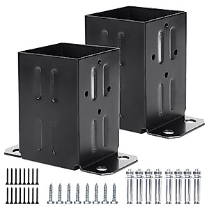 Eapele 4x4 Wood Fence Post Anchor Base, 13GA Thick Steel and Black Powder Coated,Come with Wood Screws and Concrete Anchors(Set of 2)
