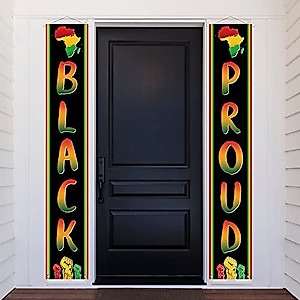 Black History Month Decoration Outdoor Black Proud Porch Sign Banner African American Juneteenth Kwanzaa Decoration and Supplies for Home Party