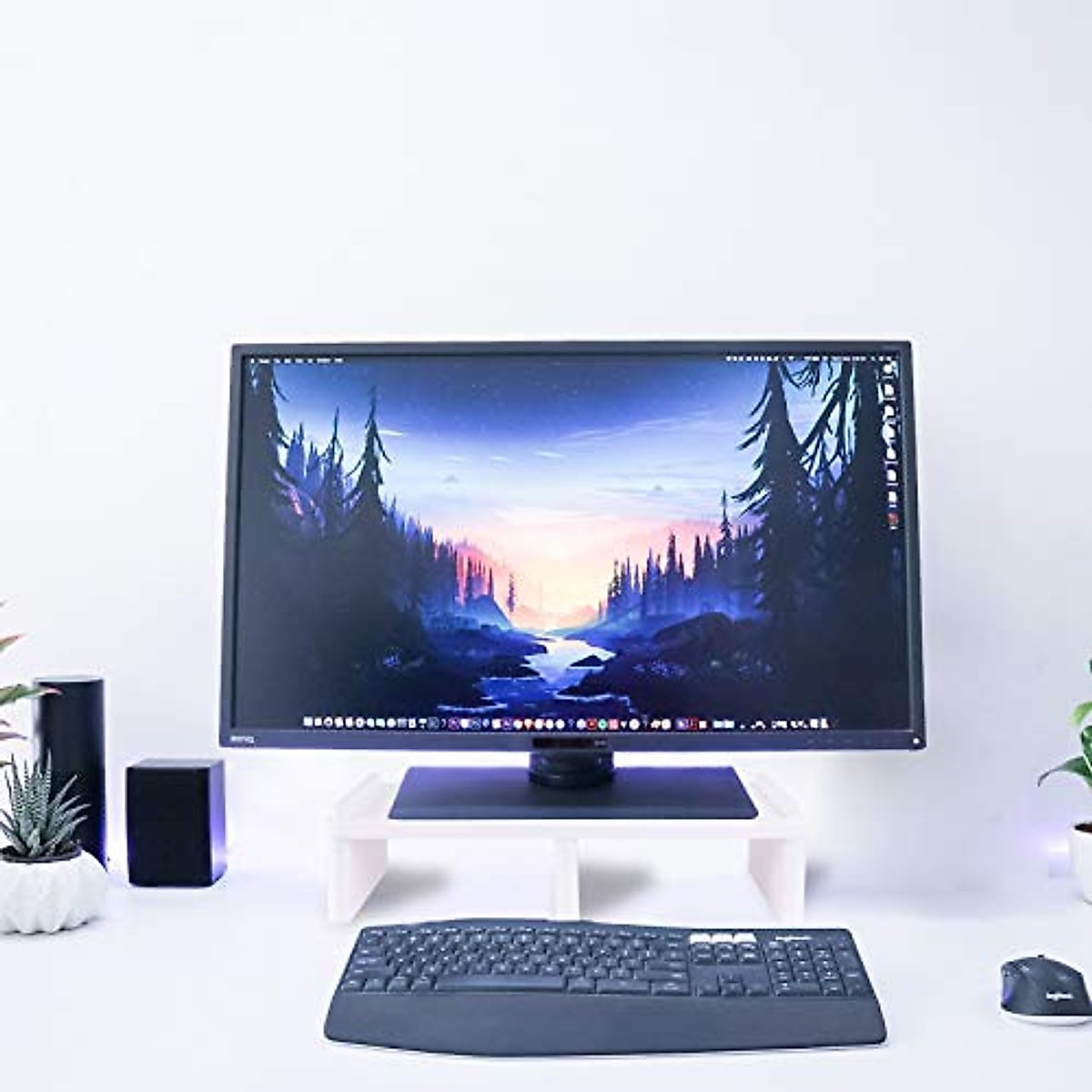 Cabilock Computer Holder Desktop Computer Stand Monitor Riser Stand Desktop Ergonomic Monitor Stand Riser for Computer PC Laptop Printer TV Notebooks LCD LED Display (White) Desktop Stand