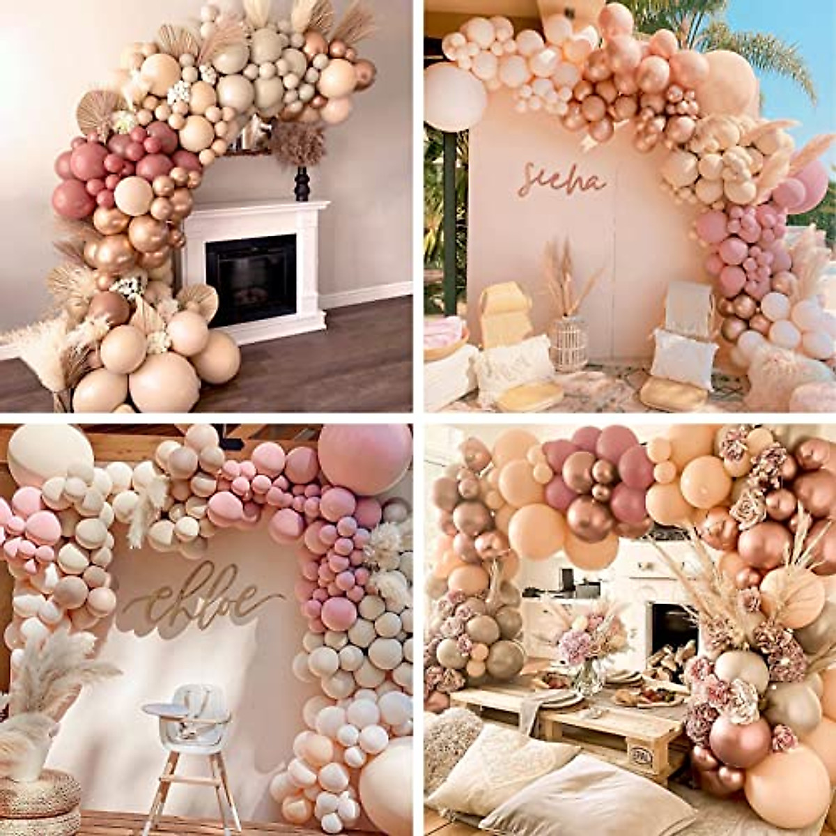Woaipati Balloon Arch Garland Kit,Double-Stuffed Blush Nude Apricot Party Balloons Decoration Set for Retro Boho Wedding Baby Shower Bridal Engagement Anniversary Graduation Birthday Decorations