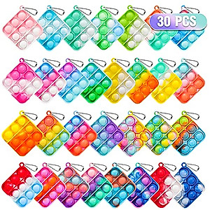 Pop Fidget Toys Its Party Favors for Kids 4-8, 30 PCS Easter Basket Stuffers Mini Pop Keychain It Fidget Toy Bulk Toddler Toys Fidgets Pack Sensory Toys Stress Toys Classroom Prizes for Boy Girl Adult