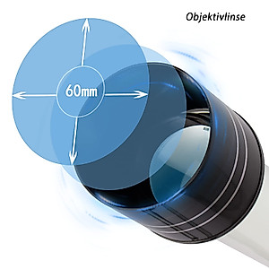 Telescope 60AZ Refractor Telescope Scope - 60mm Aperture and 700mm Focal Length, Multi-Layer Green Film, with Digiscoping Adapter for Photography