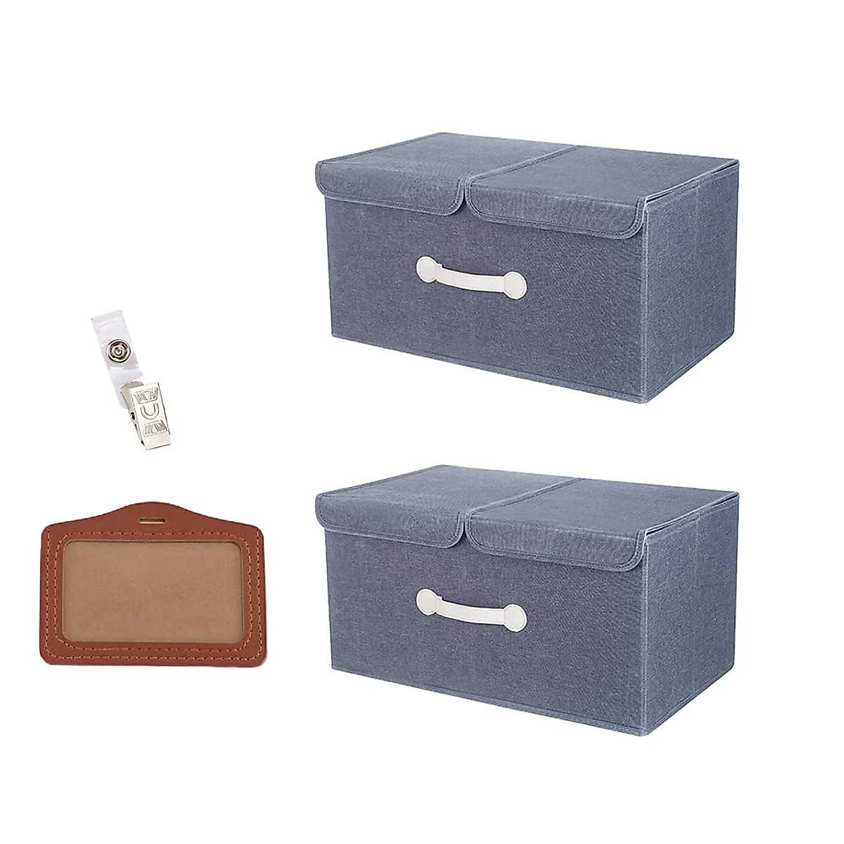 Storage Bins with Lids Foldable Stackable Storage Bags Boxes Closet Organizers and Blanket Storage Containers with Double Handle and Removable Divider for Bedroom Home Office Large 2 Pack 36.5L Elegant Gray